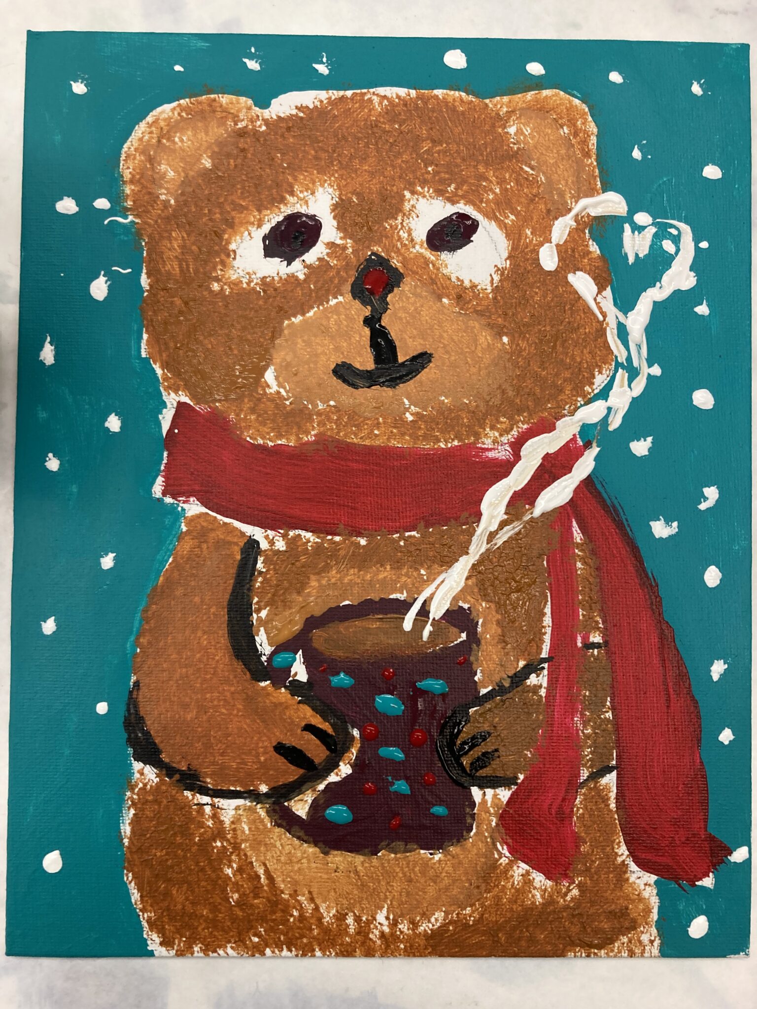 Cozy Cocoa Bear Acrylic Painting Kids Workshop - Woodstock Arts